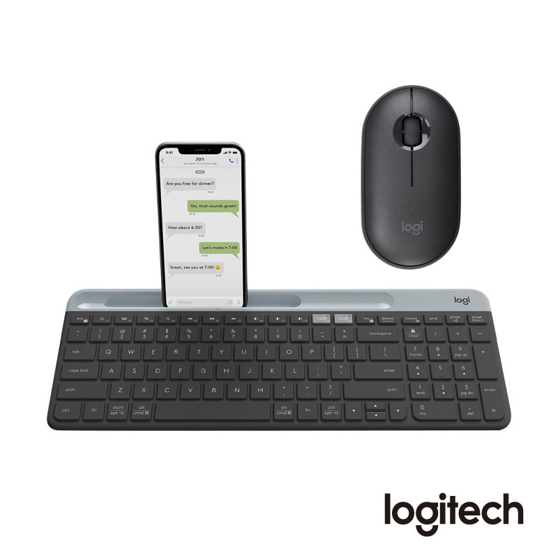 羅技 K580+M350 無線藍芽鍵鼠禮盒(石墨黑)