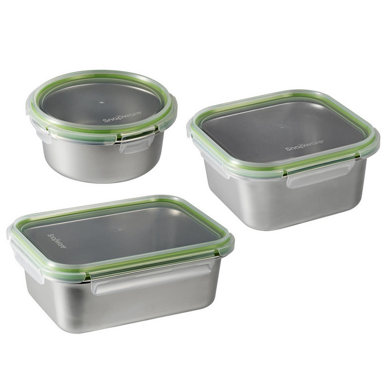 康寧不銹鋼可微波保鮮盒3件組 COR-3PCS