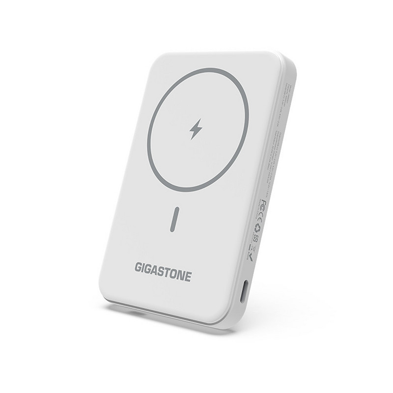 GIGASTONE 5000mAh磁吸無線行動電源-白 MP-5000WGO